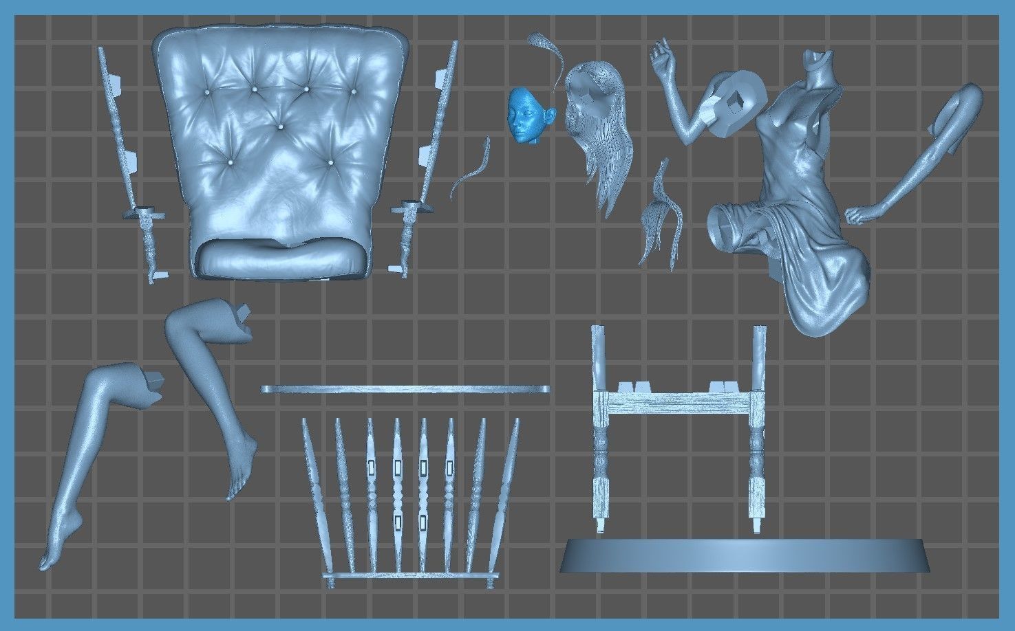 Woman sitting on a chair - dress 3D model 3D printable | CGTrader