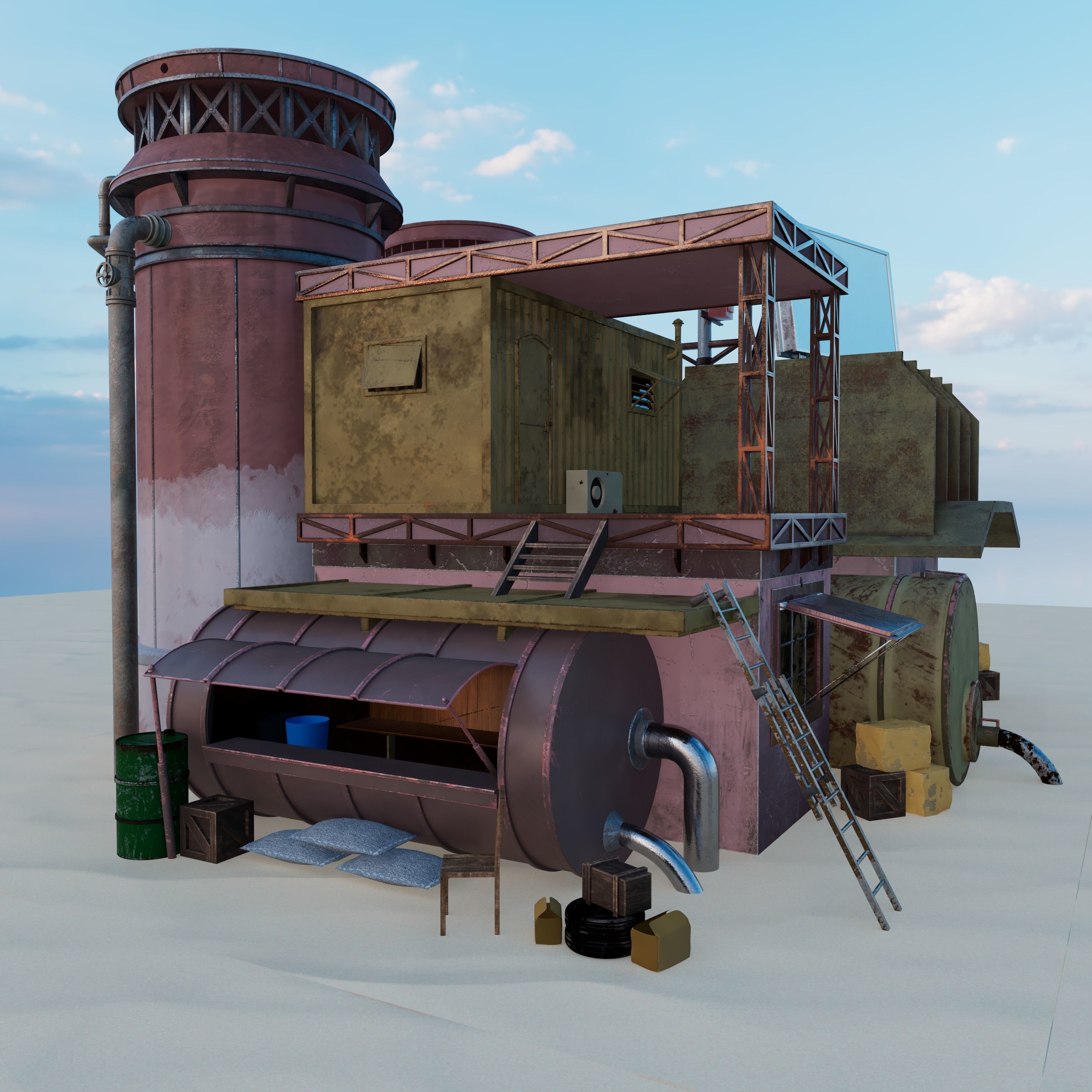 High-Rise Industry - The Towering Building of Production 3D model ...