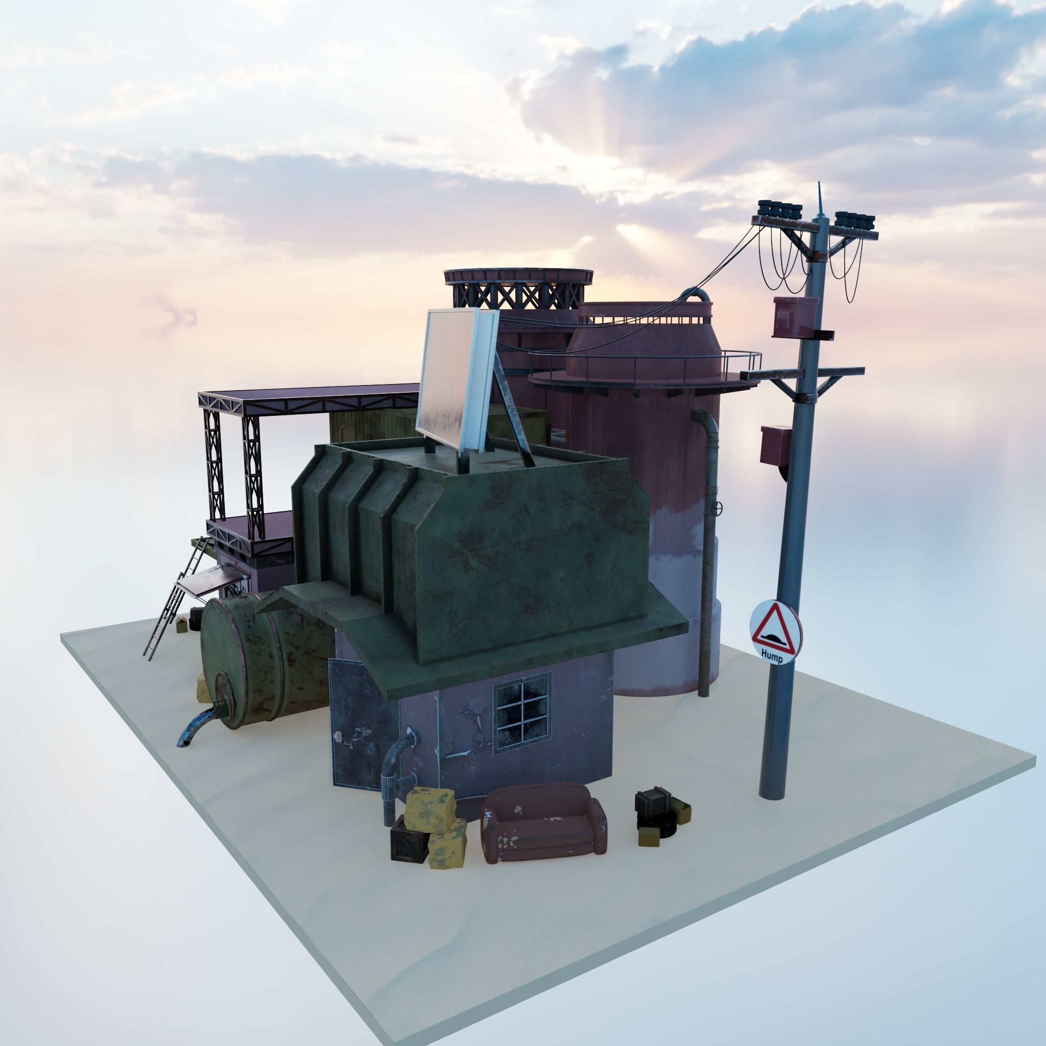 High-Rise Industry - The Towering Building of Production 3D model ...