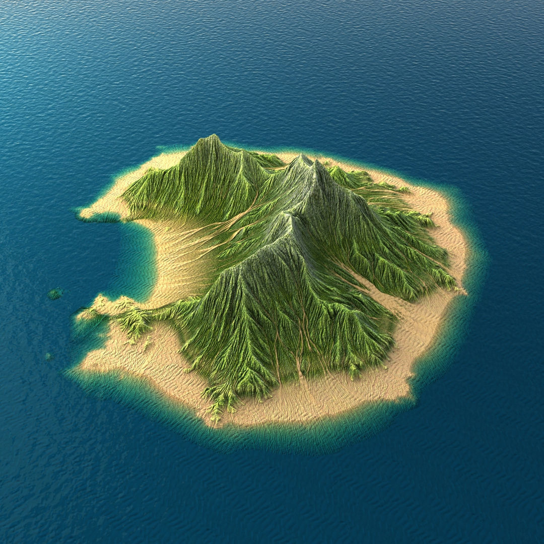 3D model Tropical Island Terrain 3 VR / AR / low-poly | CGTrader