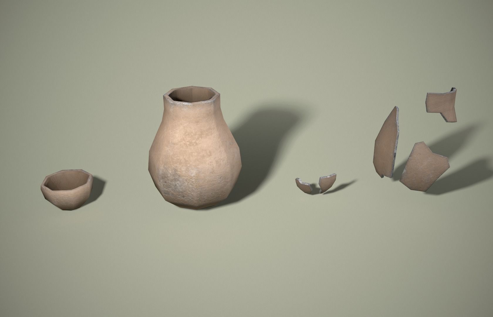Medieval Clay Pots Low-Poly FREE free VR / AR / low-poly 3D model ...