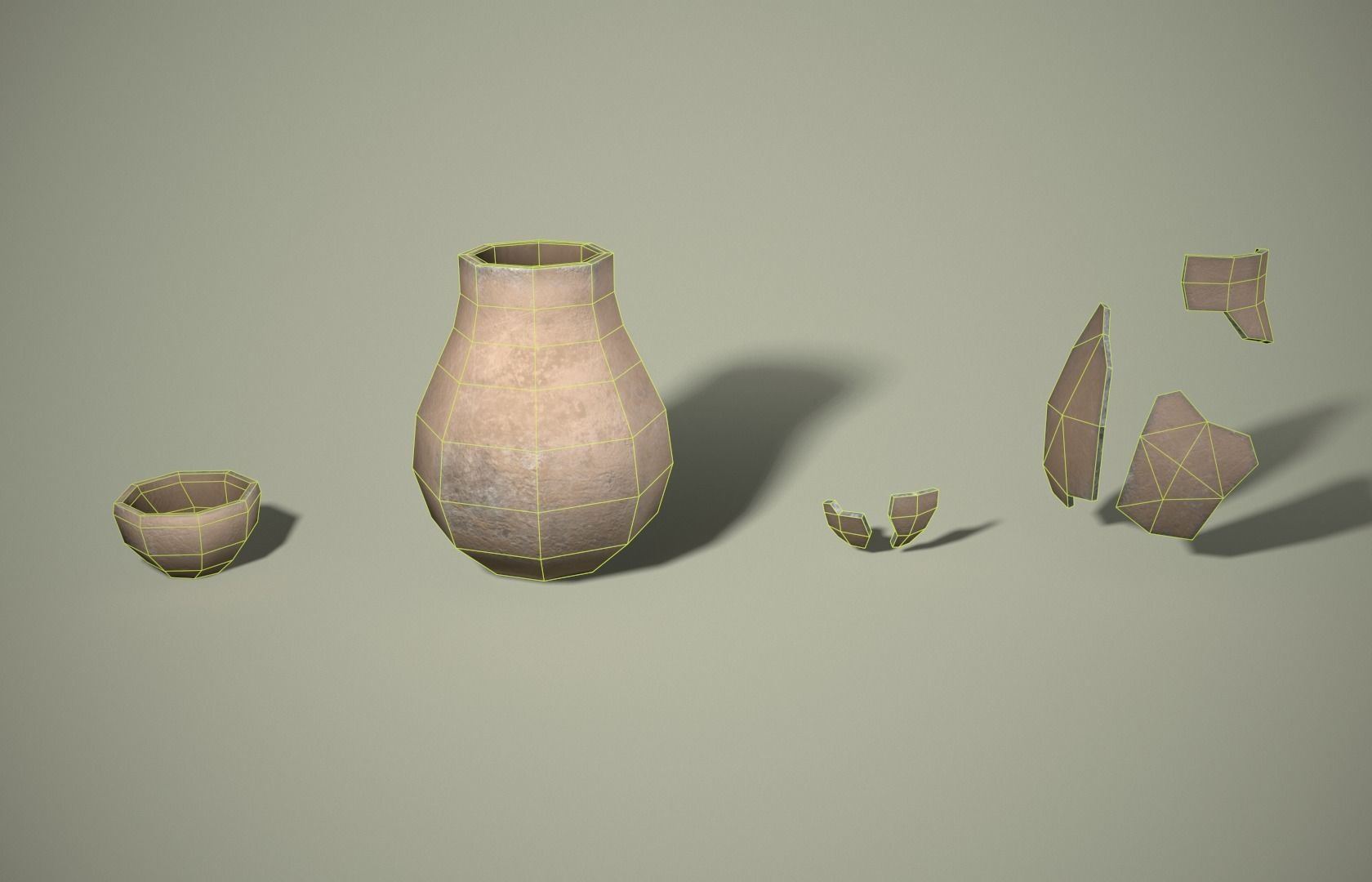 Medieval Clay Pots Low-Poly FREE free VR / AR / low-poly 3D model ...