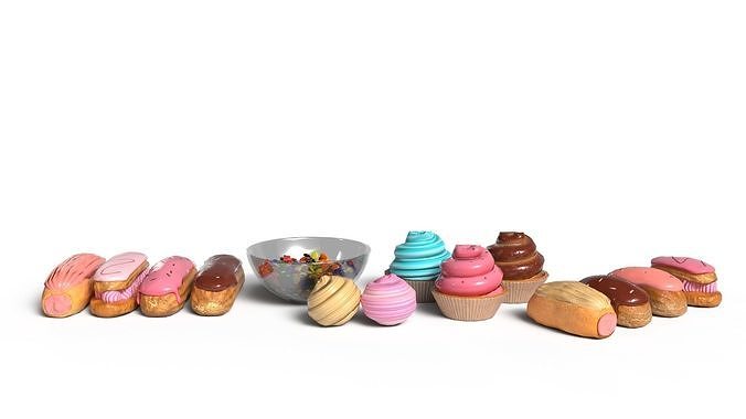 3D model Dessert collection group of pastries VR / AR / low-poly | CGTrader