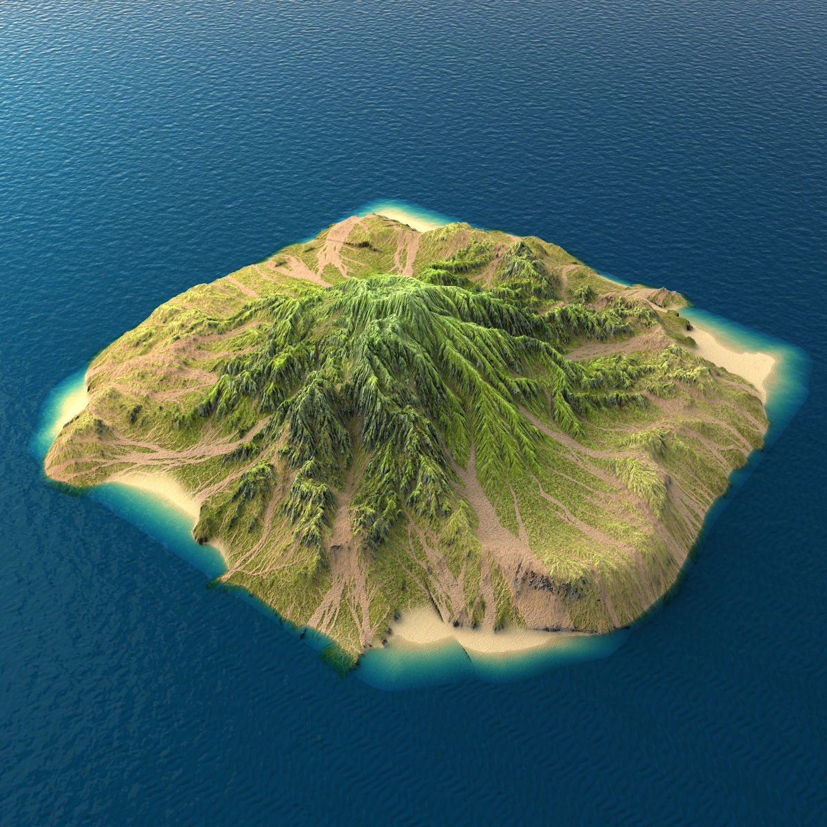 3D model Tropical Island Terrain 7 VR / AR / low-poly | CGTrader