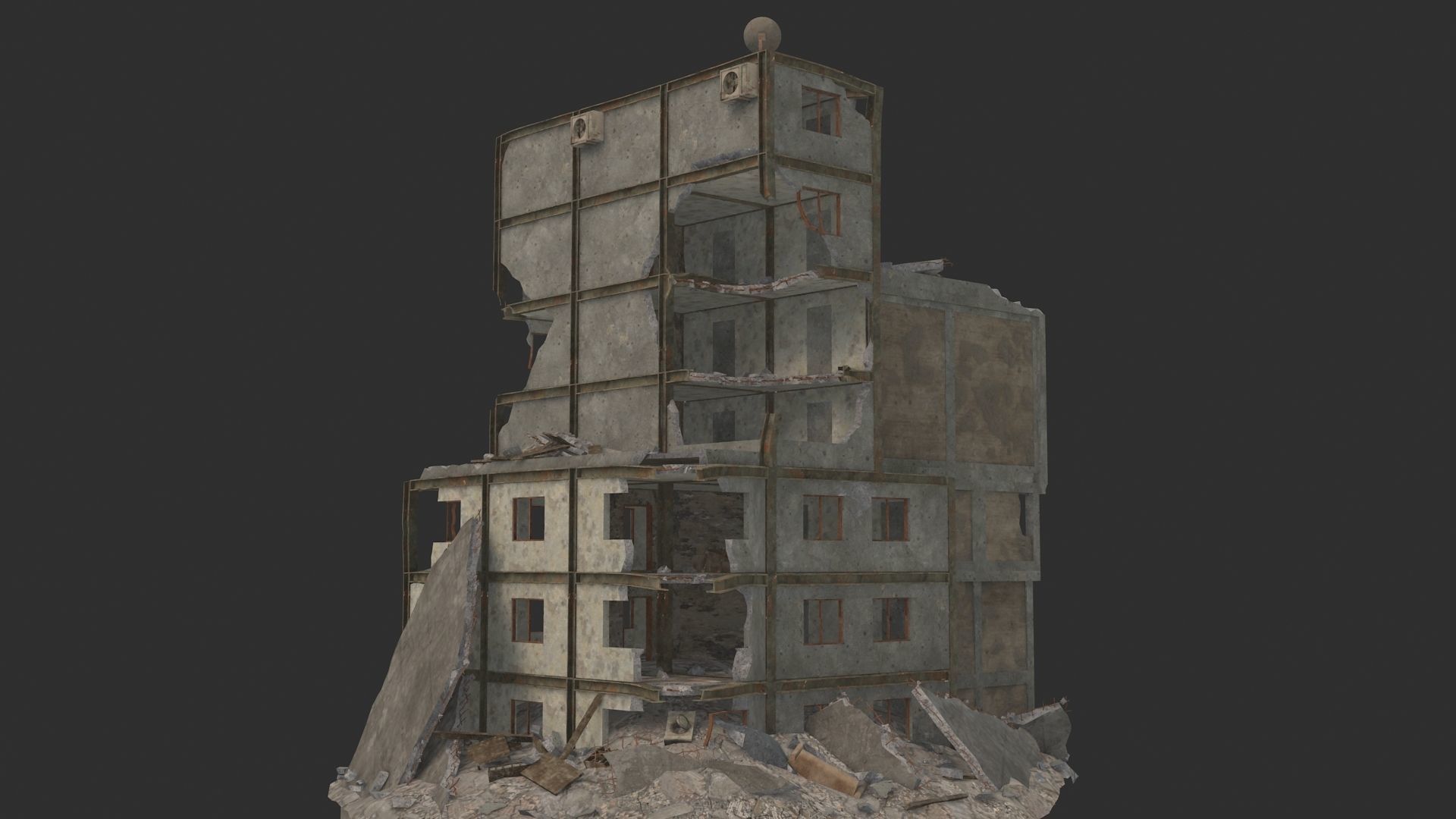 3D model destroyed building VR / AR / low-poly | CGTrader