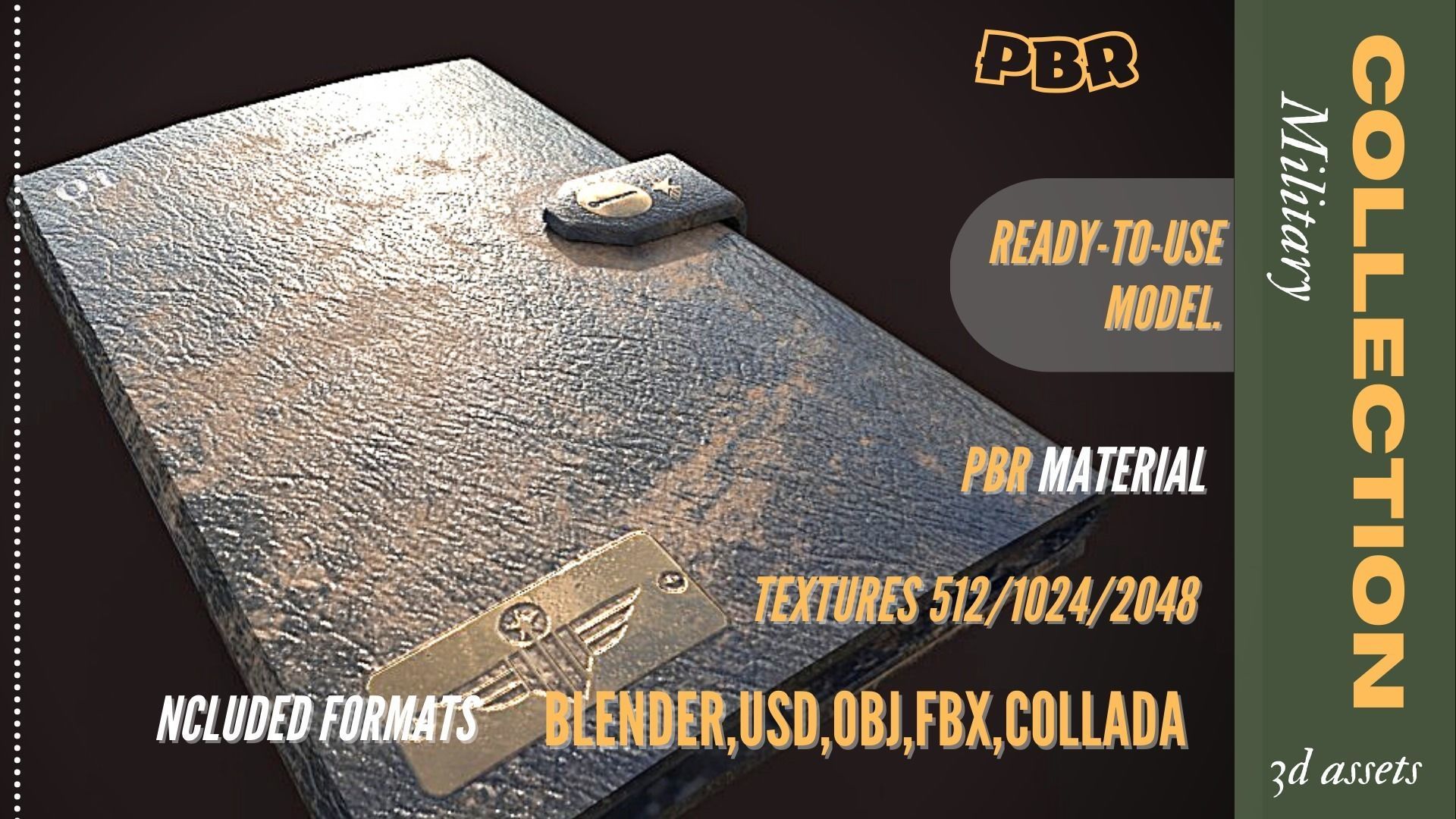 3D model MILITARY LEATHER FOLDER 3D Low-poly VR / AR / low-poly | CGTrader