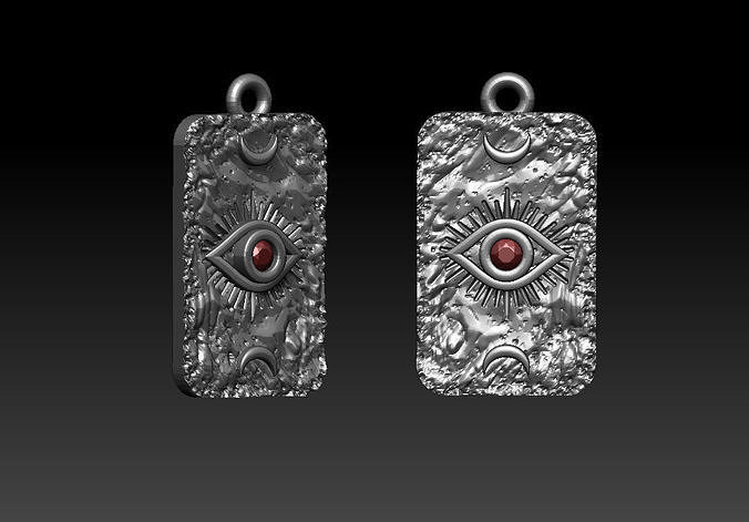 Evil eye texture earring 3D model 3D printable | CGTrader