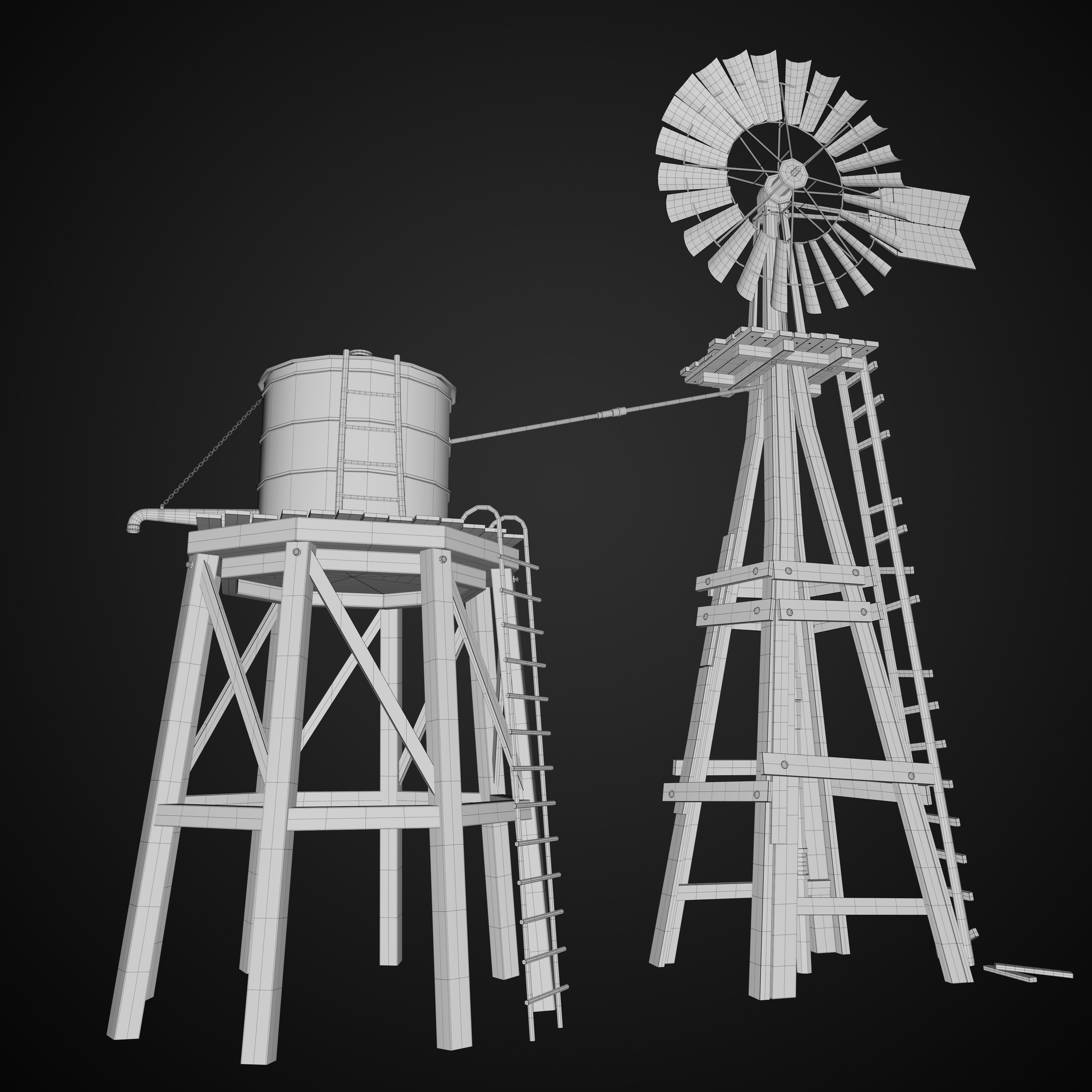 3D model Western Windmill Farm Set VR / AR / low-poly | CGTrader