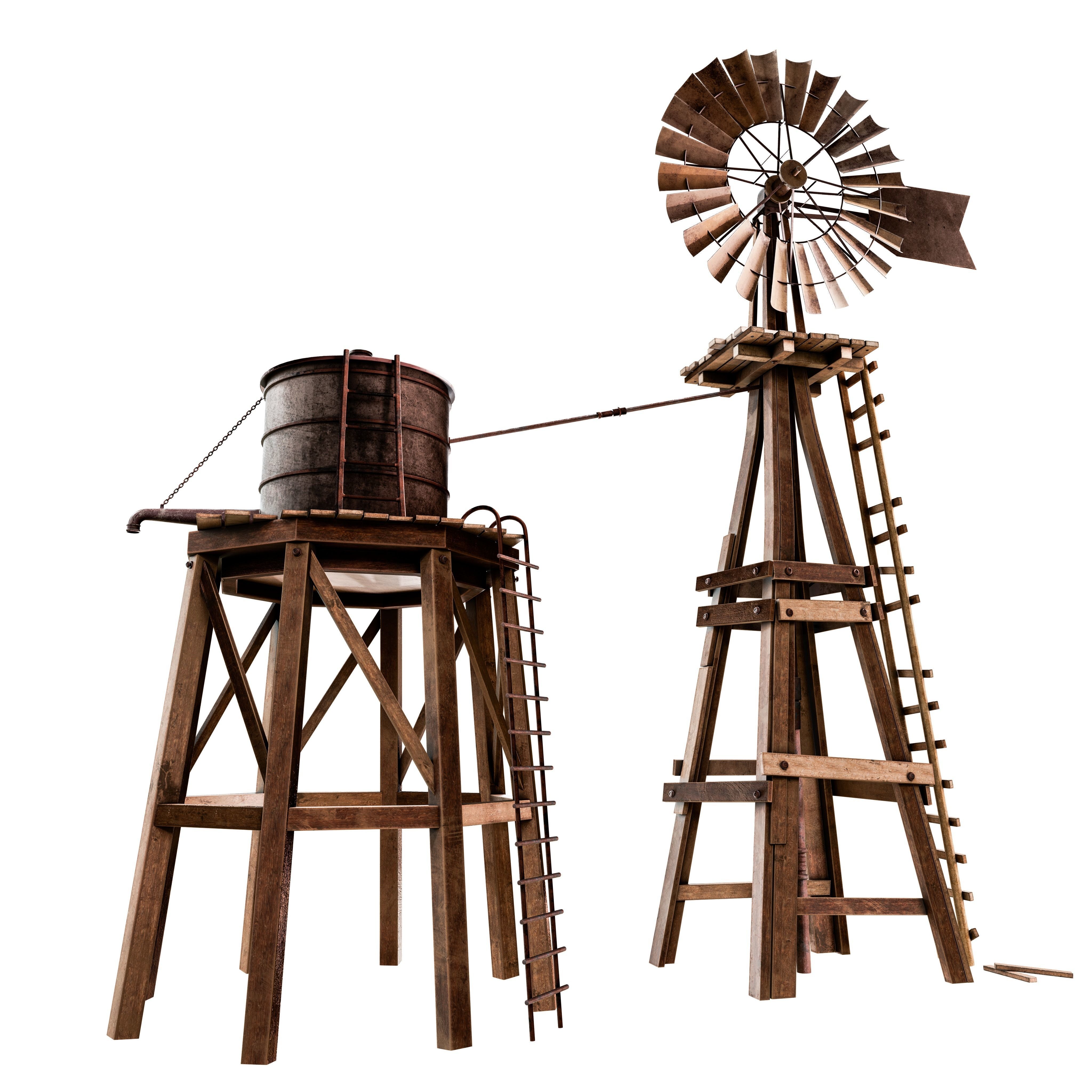 3D model Western Windmill Farm Set VR / AR / low-poly | CGTrader