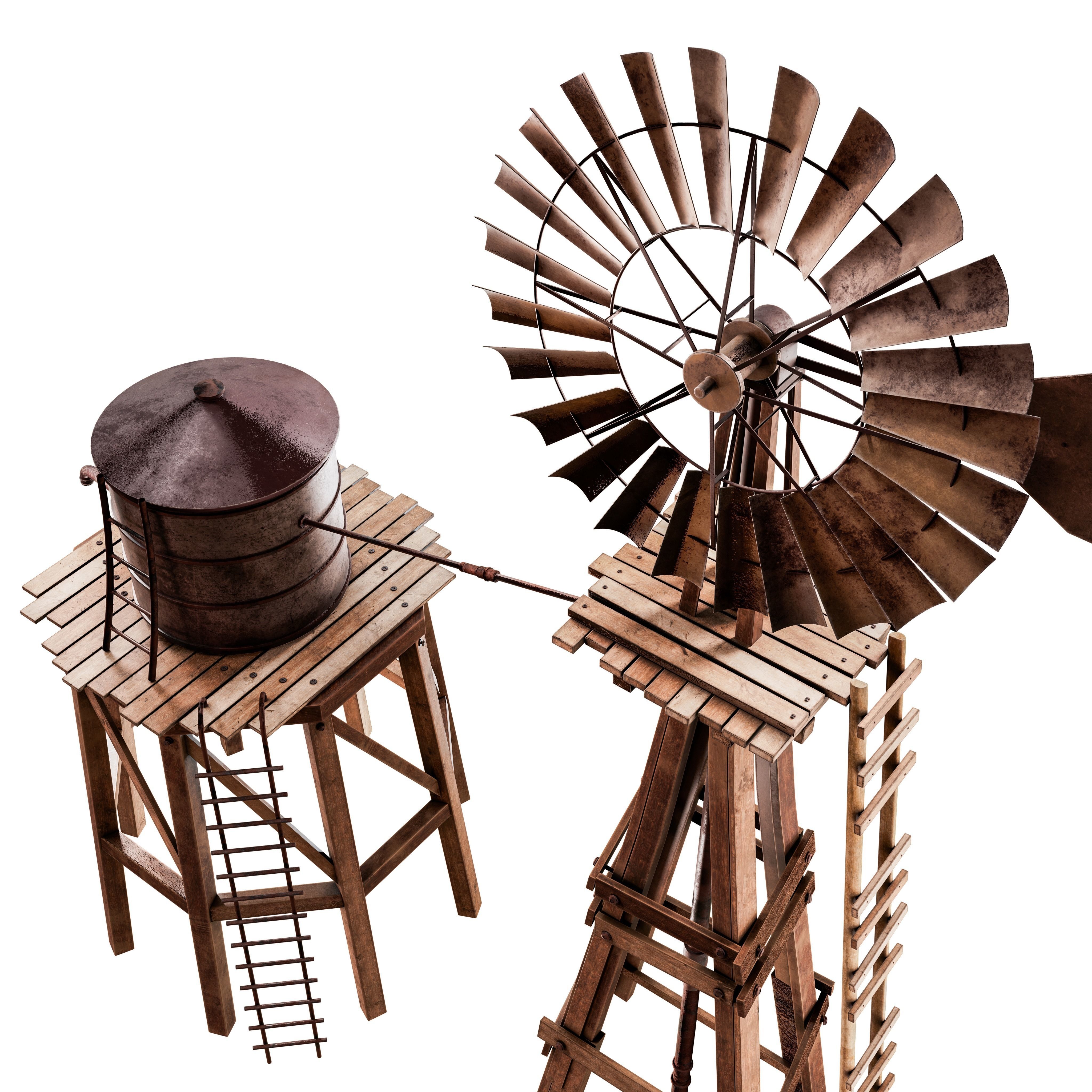 3D model Western Windmill Farm Set VR / AR / low-poly | CGTrader