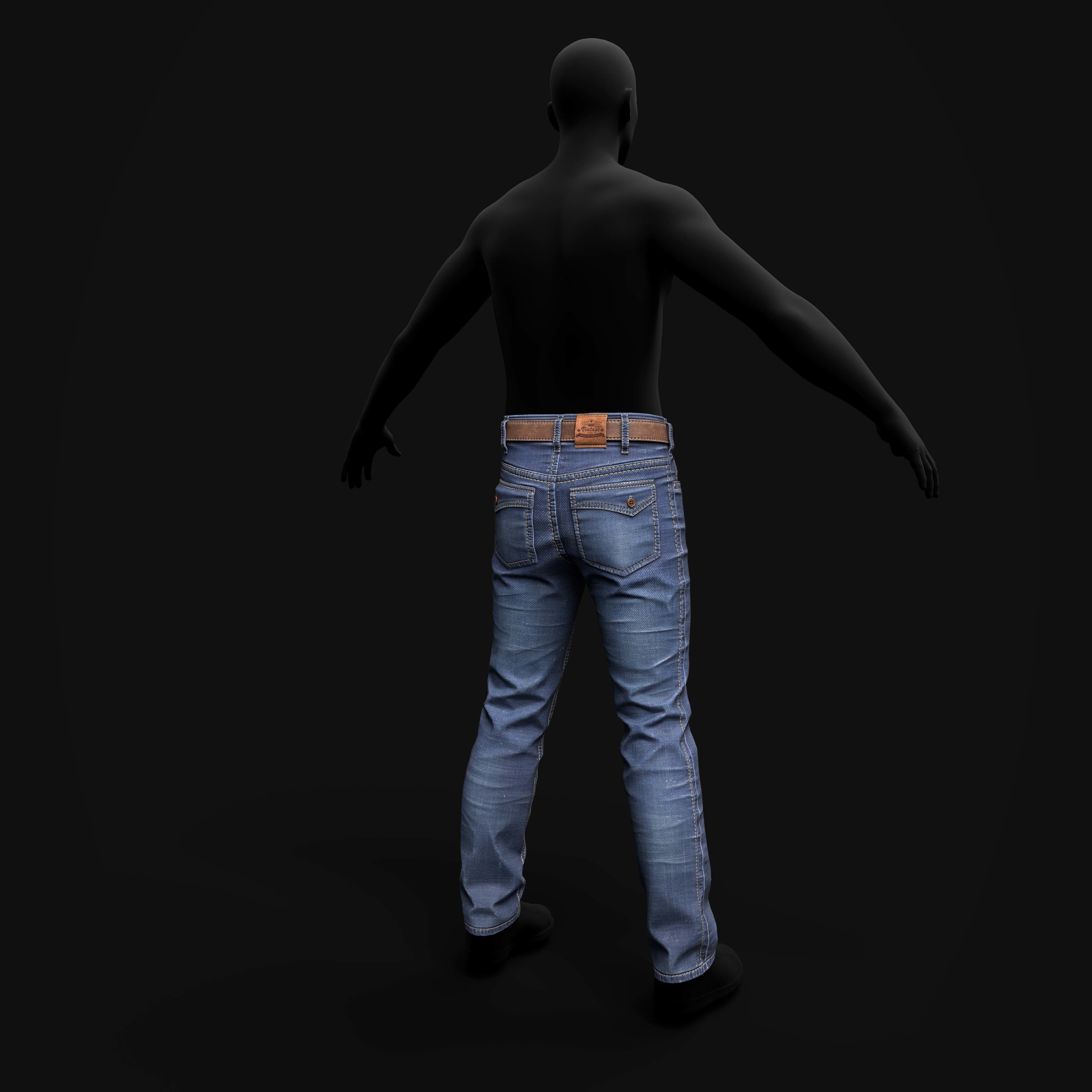 3D model jeans low-poly game-ready man in VR / AR / low-poly | CGTrader
