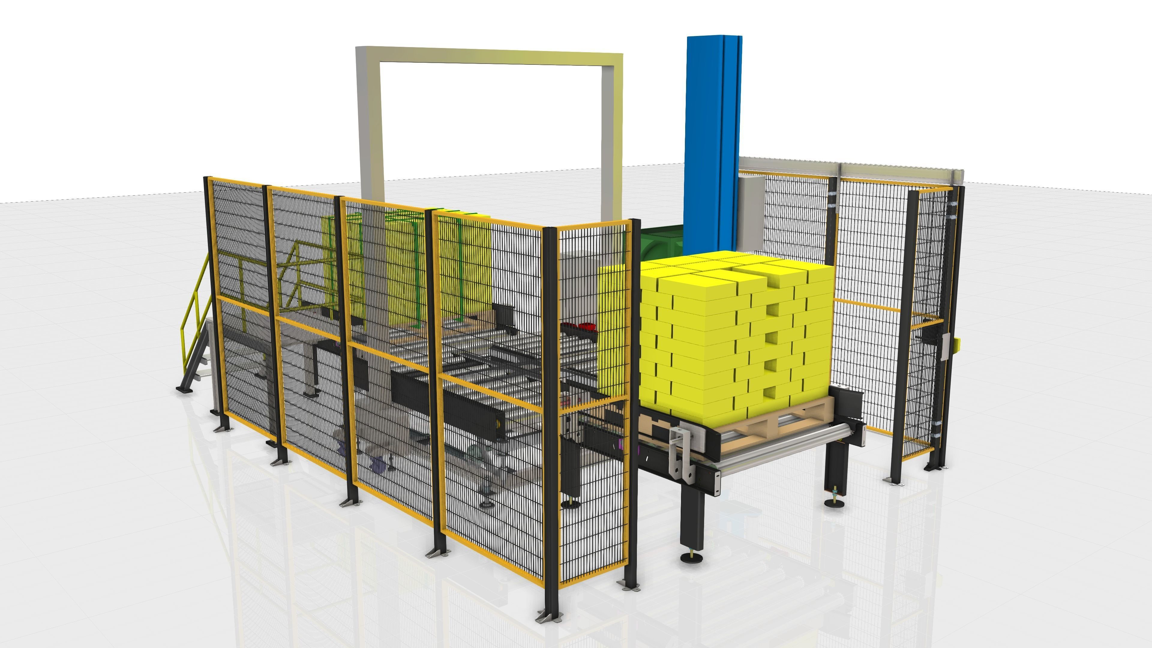 3D model Wrapping And Strapping Pallet - Process Line Packaging VR / AR ...