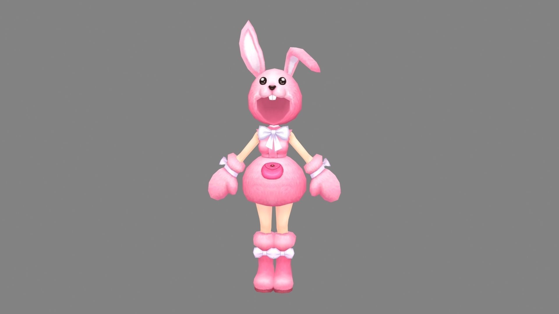 3D model Cartoon Pink Rabbit costume - girl VR / AR / low-poly | CGTrader