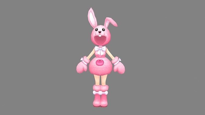 3D model Cartoon Pink Rabbit costume - girl VR / AR / low-poly | CGTrader