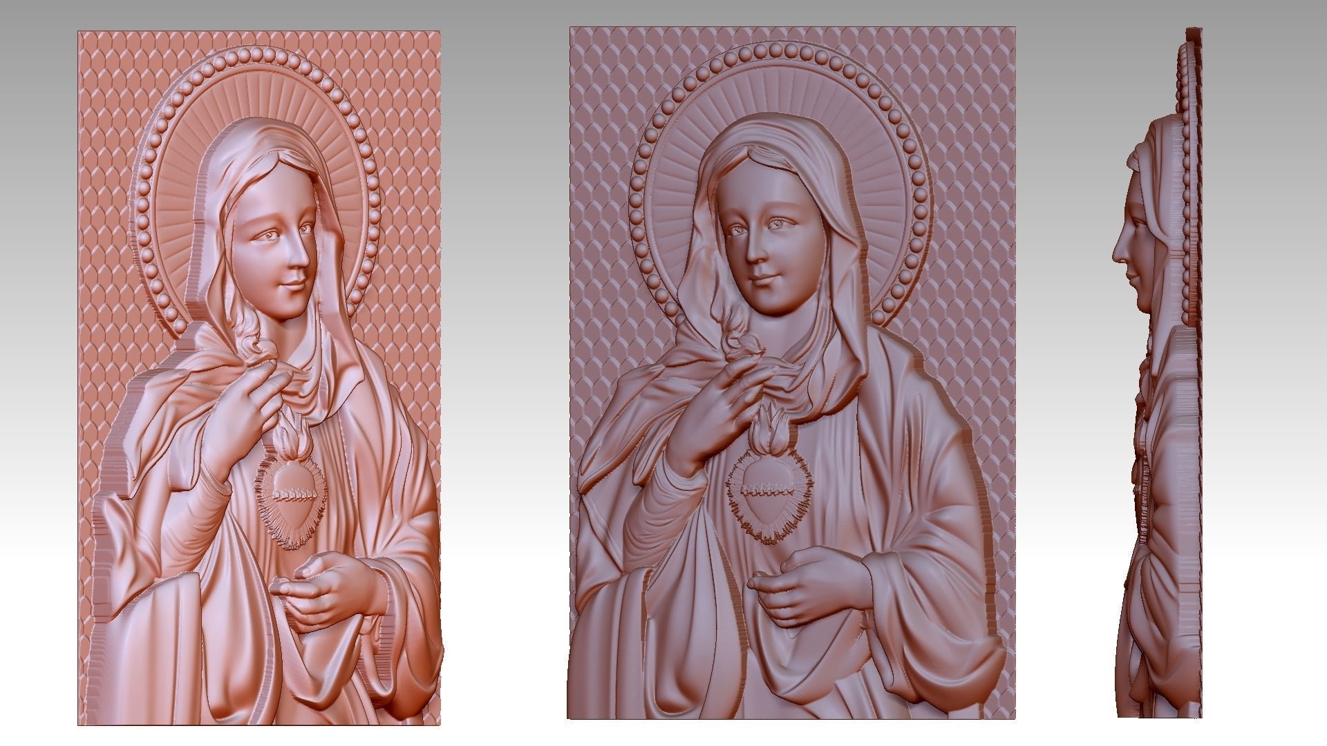 Immaculate Heart of Virgin Mary Relief 3D model 3D printable | CGTrader