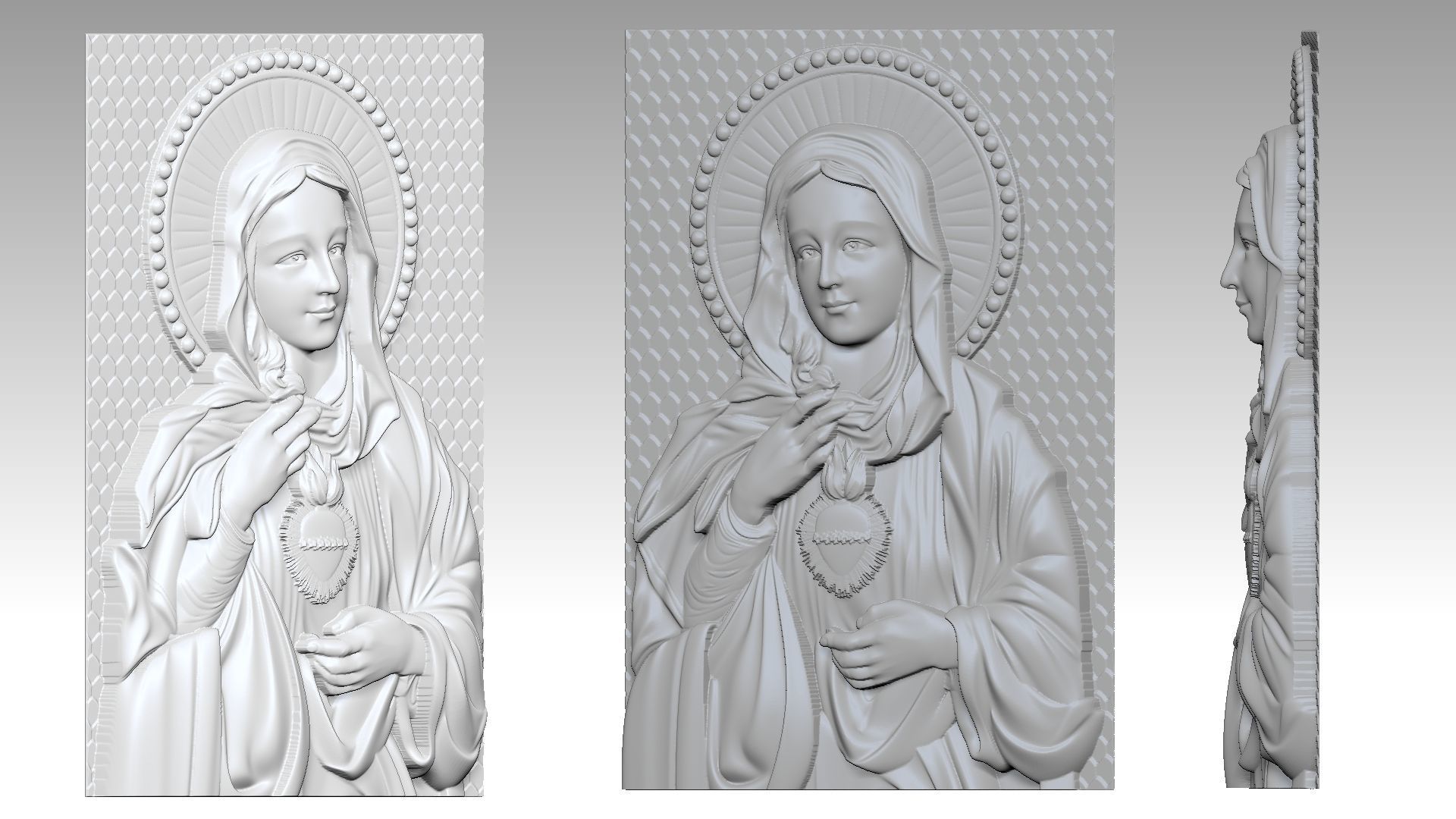 Immaculate Heart of Virgin Mary Relief 3D model 3D printable | CGTrader