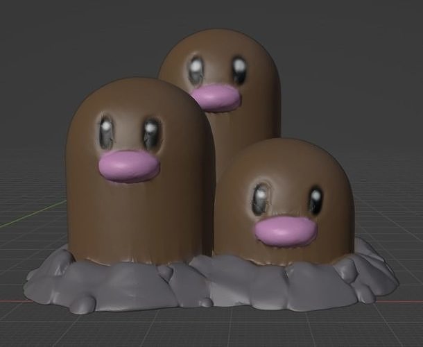 Dugtrio 3D Print | "pokemon dugtrio buff" 3D Models to Print – UMMLR