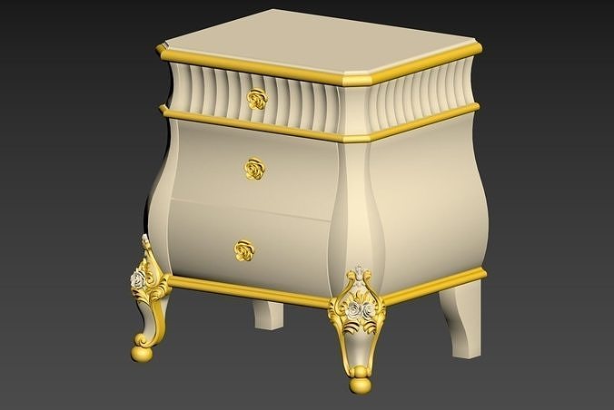 3D model COMODINO-FLORENTIA ornate nightstand gold VR / AR / low-poly ...