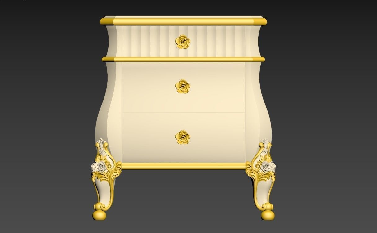 3D model COMODINO-FLORENTIA ornate nightstand gold VR / AR / low-poly ...