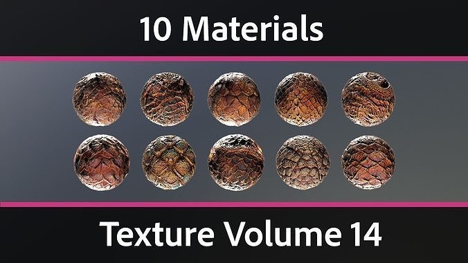 Texture 10 Materials Skin Dragon Seamless PBR Volume 14 VR / AR / low ...
