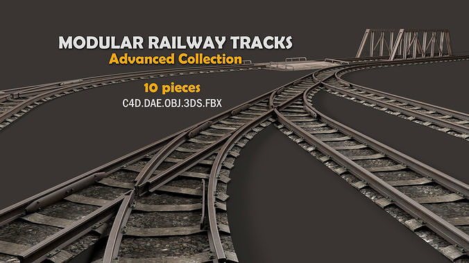 Modular Railway Track Advanced Collection 3D model | CGTrader
