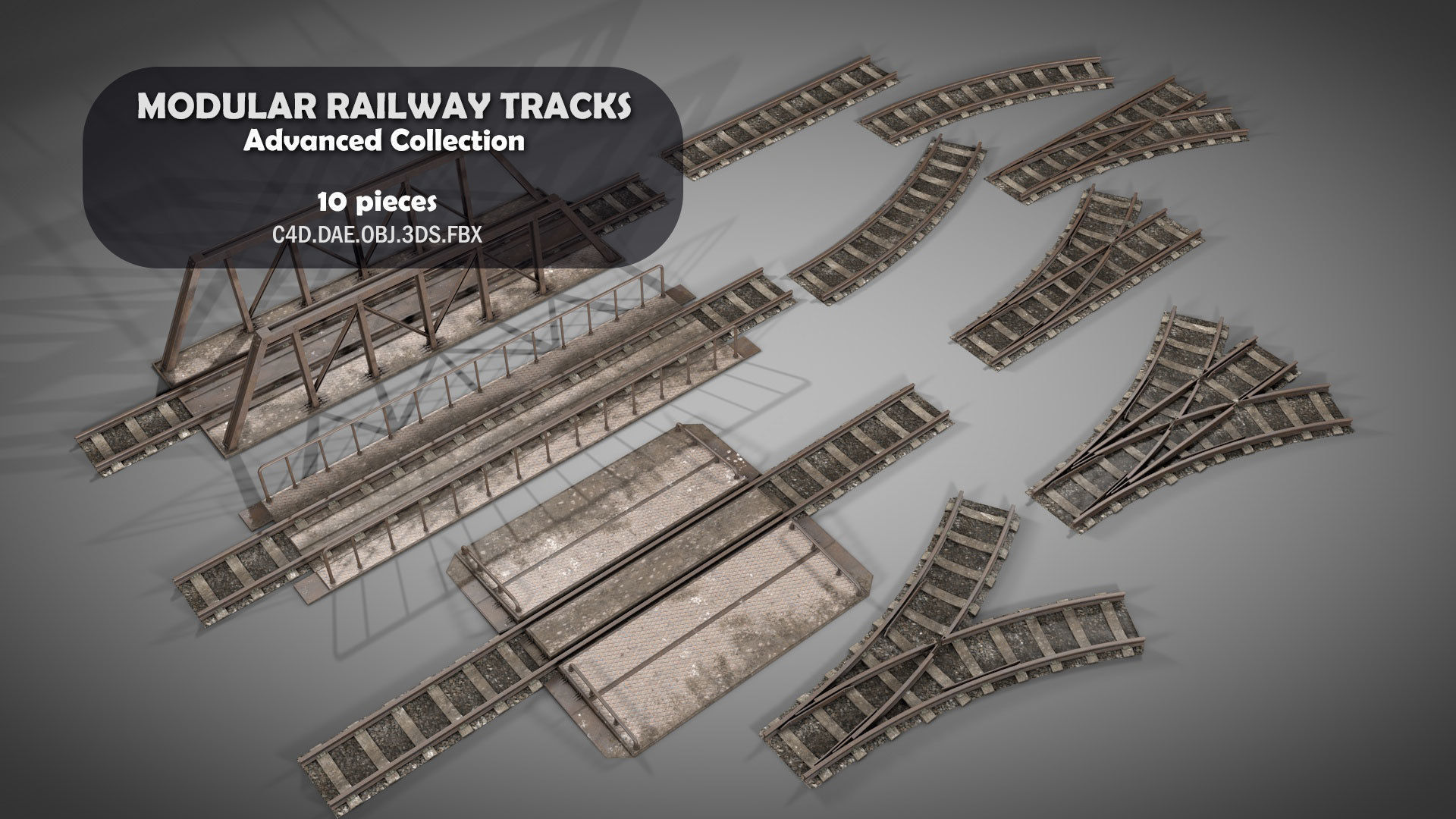 Modular Railway Track Advanced Collection 3D model | CGTrader