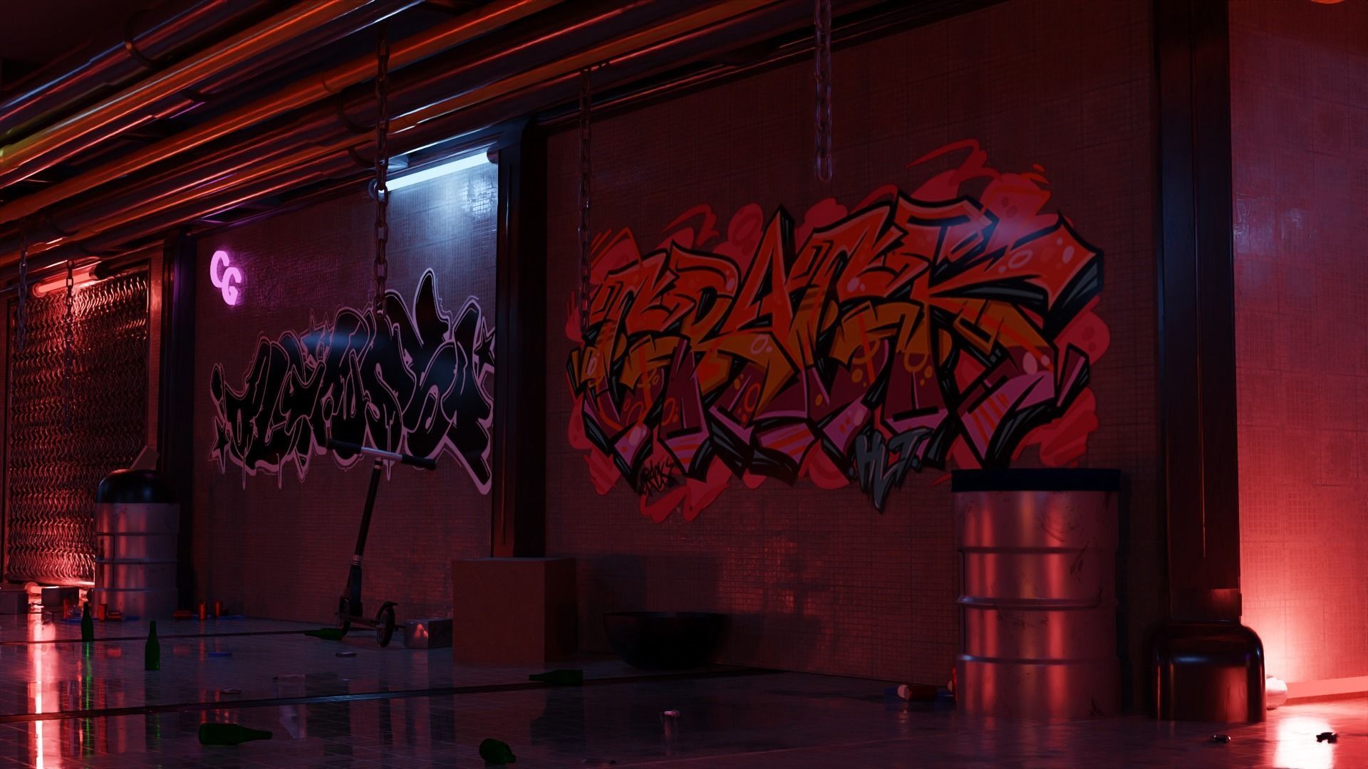 Cyberpunk corridor 3D model | CGTrader