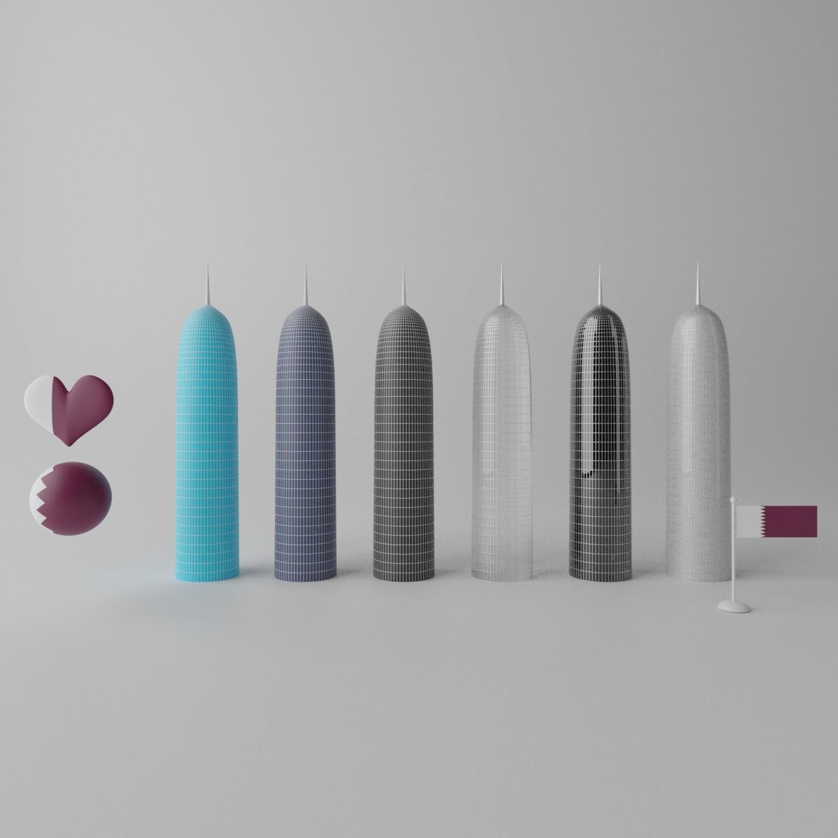 Burj Qatar Doha Tower Landmark 3D model | CGTrader