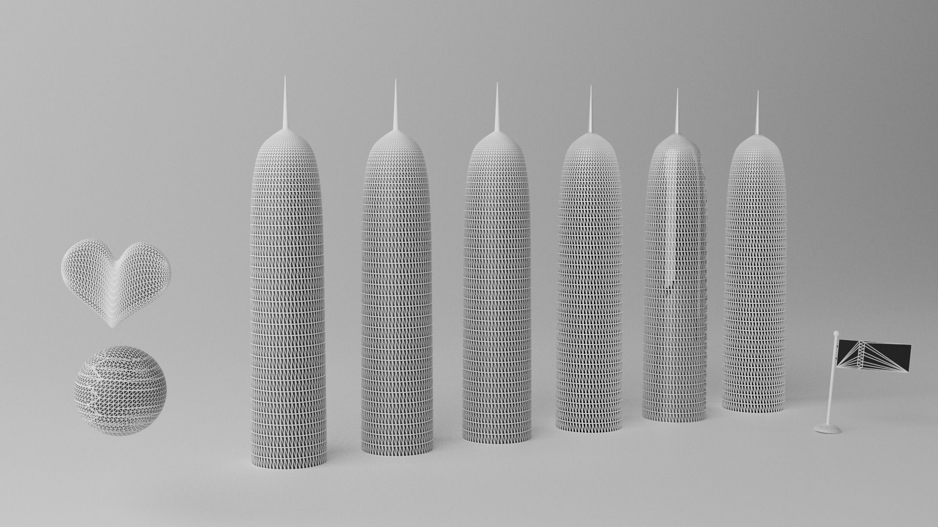 Burj Qatar Doha Tower Landmark 3D model | CGTrader