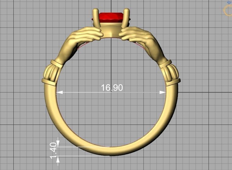 Celtic Claddagh Ring Friendship Love Ring 6mm stone 3D model 3D printable | CGTrader