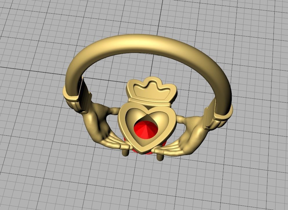 Celtic Claddagh Ring Friendship Love Ring 6mm stone 3D model 3D printable | CGTrader