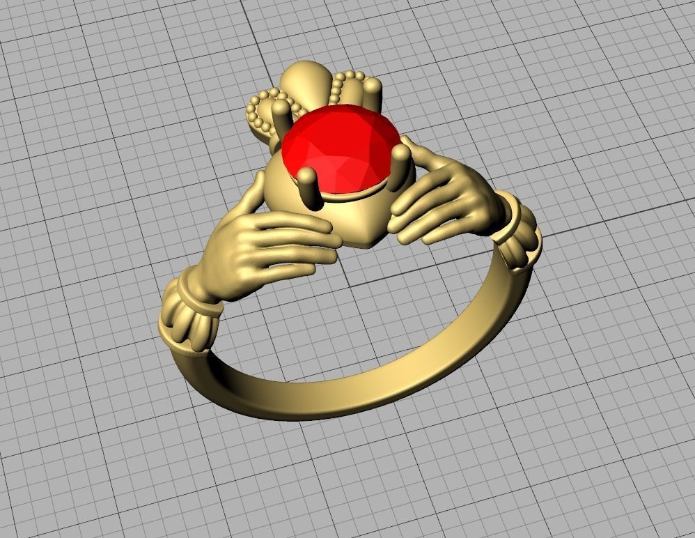 Celtic Claddagh Ring Friendship Love Ring 6mm stone 3D model 3D printable | CGTrader