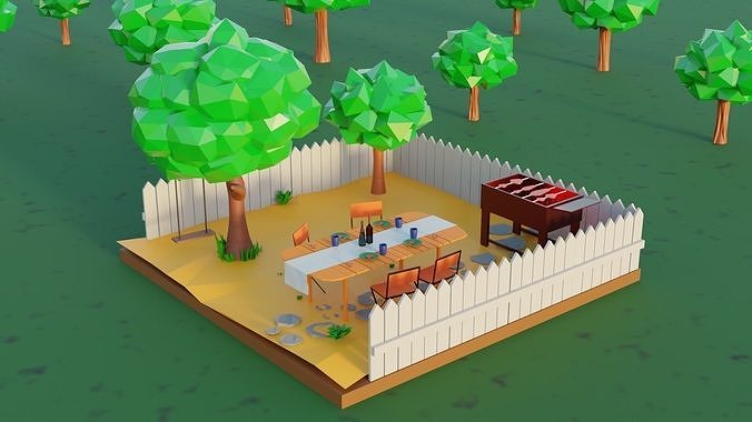 3D model Low poly camp area VR / AR / low-poly | CGTrader