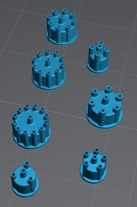 Scale auto distributor caps 3 to 12 cylinders 3D model 3D printable ...