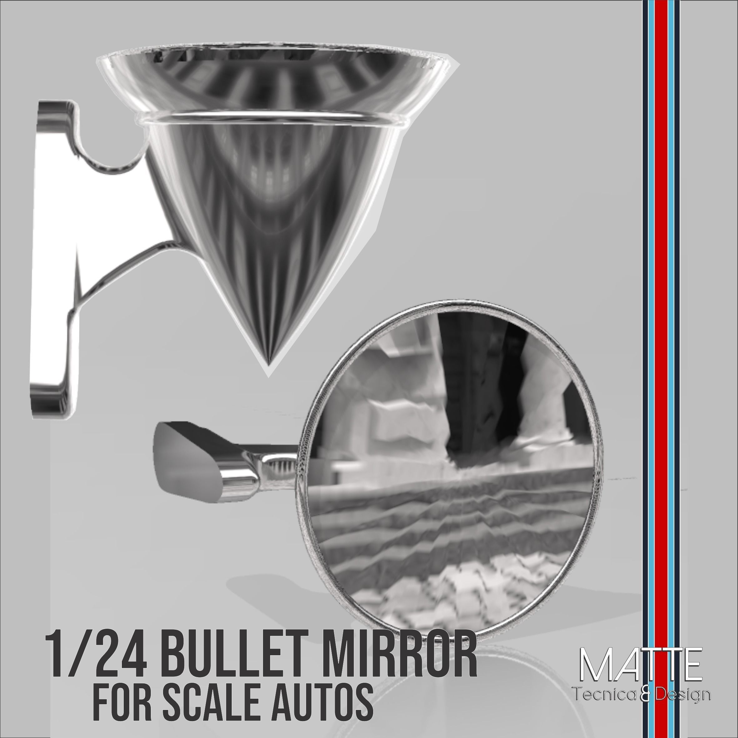 Vintage Racing mirror for scale autos 1 24 scale 3D model 3D printable ...
