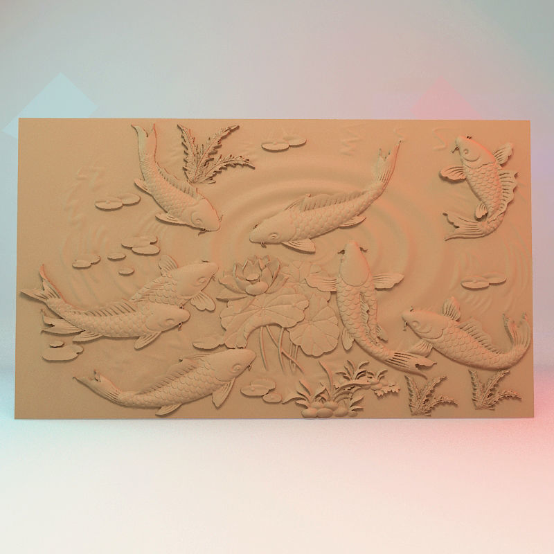 Fish and lotus 3D STL Model for Cnc users 3D model 3D printable | CGTrader