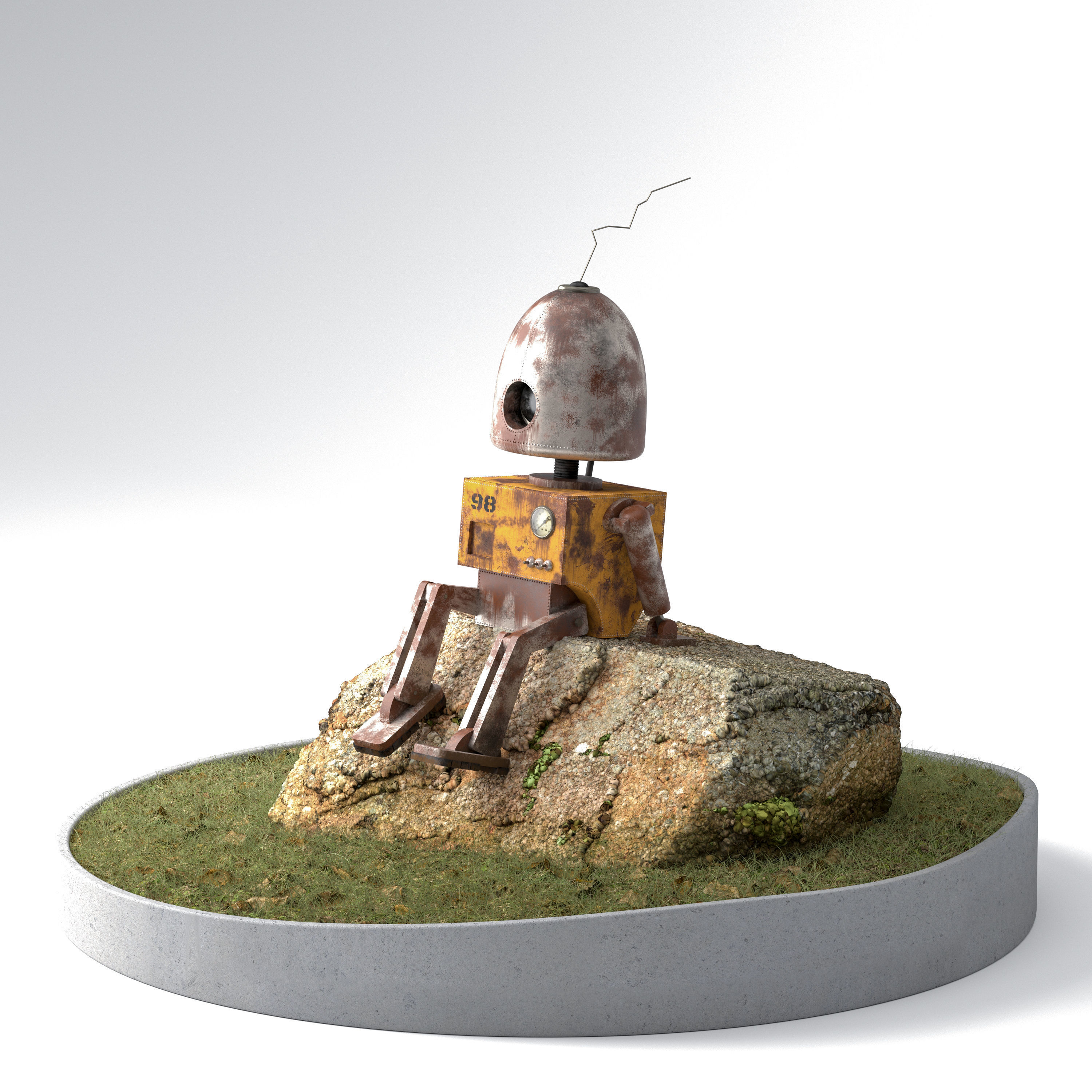 Rusted Robot Diorama 3D model | CGTrader