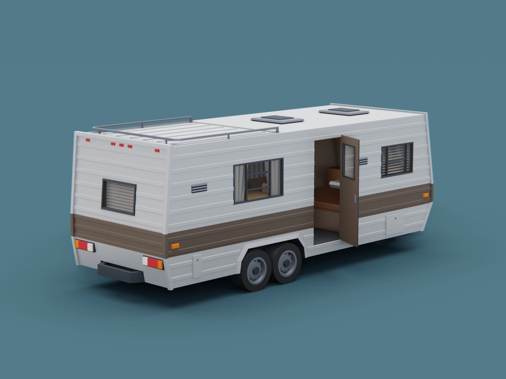 3D model Big Camper Trailer Classic Stylized VR / AR / low-poly | CGTrader