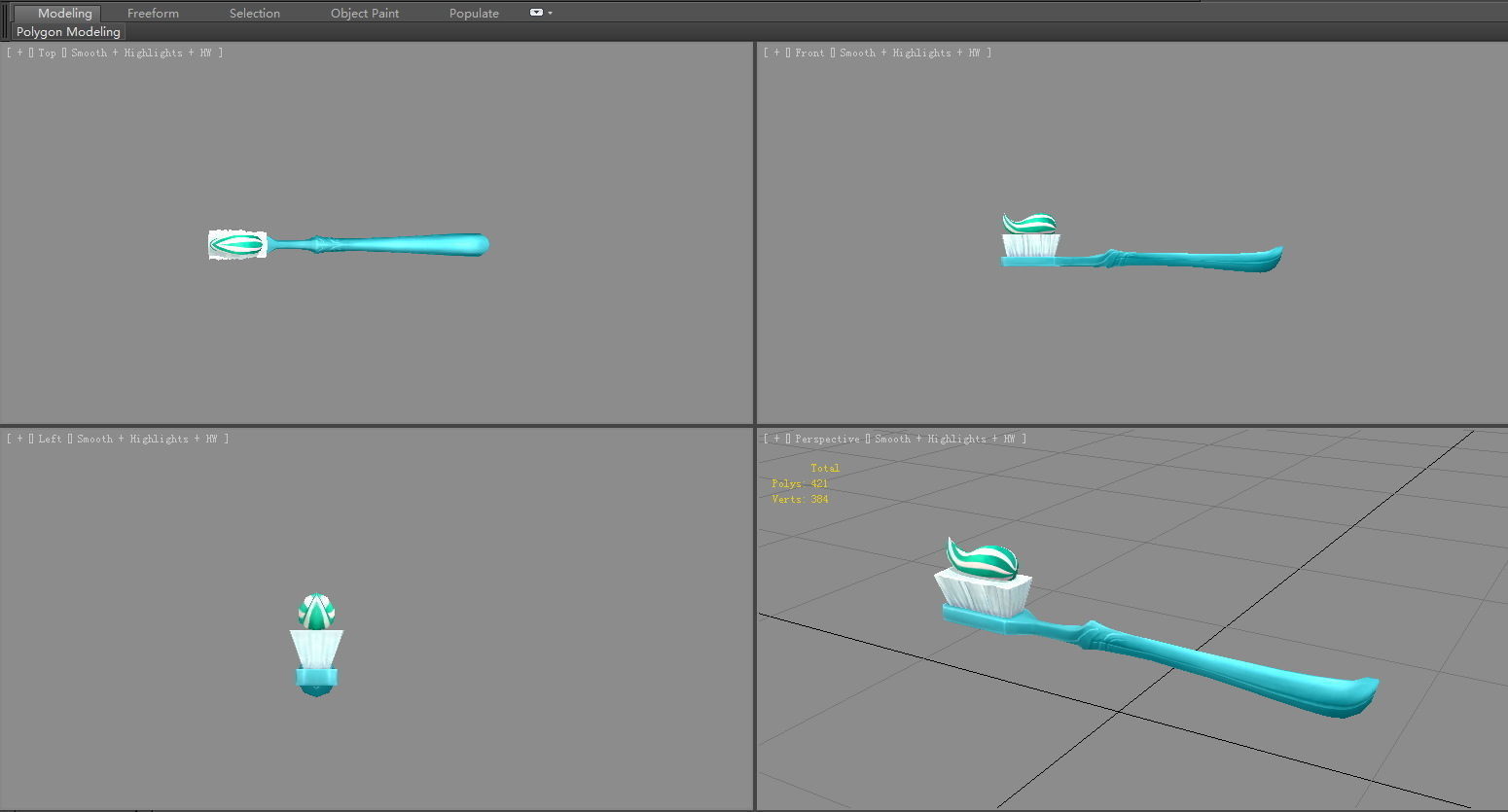 3D model Cartoon toothbrush - toothpaste - brush teeth VR / AR / low ...