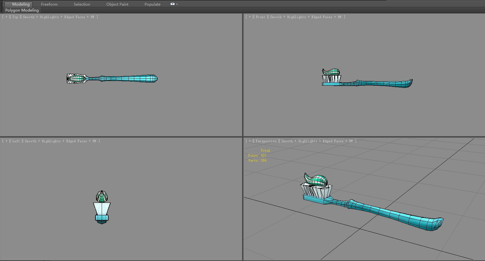 3D model Cartoon toothbrush - toothpaste - brush teeth VR / AR / low ...