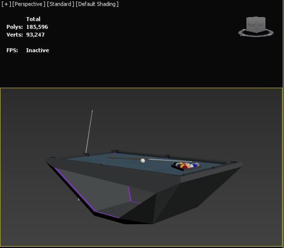 3D model billiard Pool Table with stick and 16 balls Low-poly 3D model ...