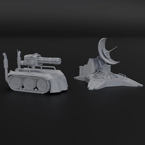 drone sentry gun with satellite station 3D model 3D printable | CGTrader