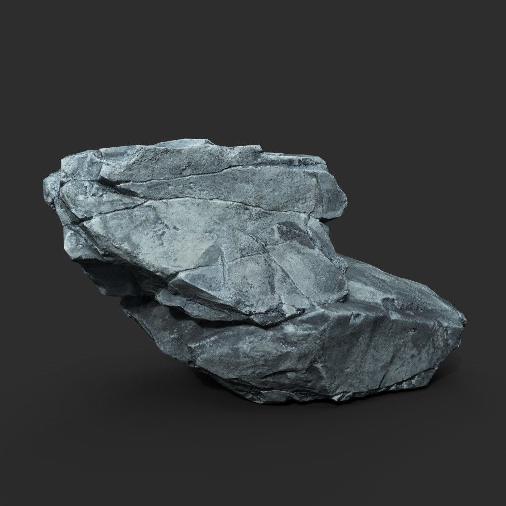 3D model Low Poly Gray Rock 230322 - Ultra HD 16K Texture VR / AR / low ...