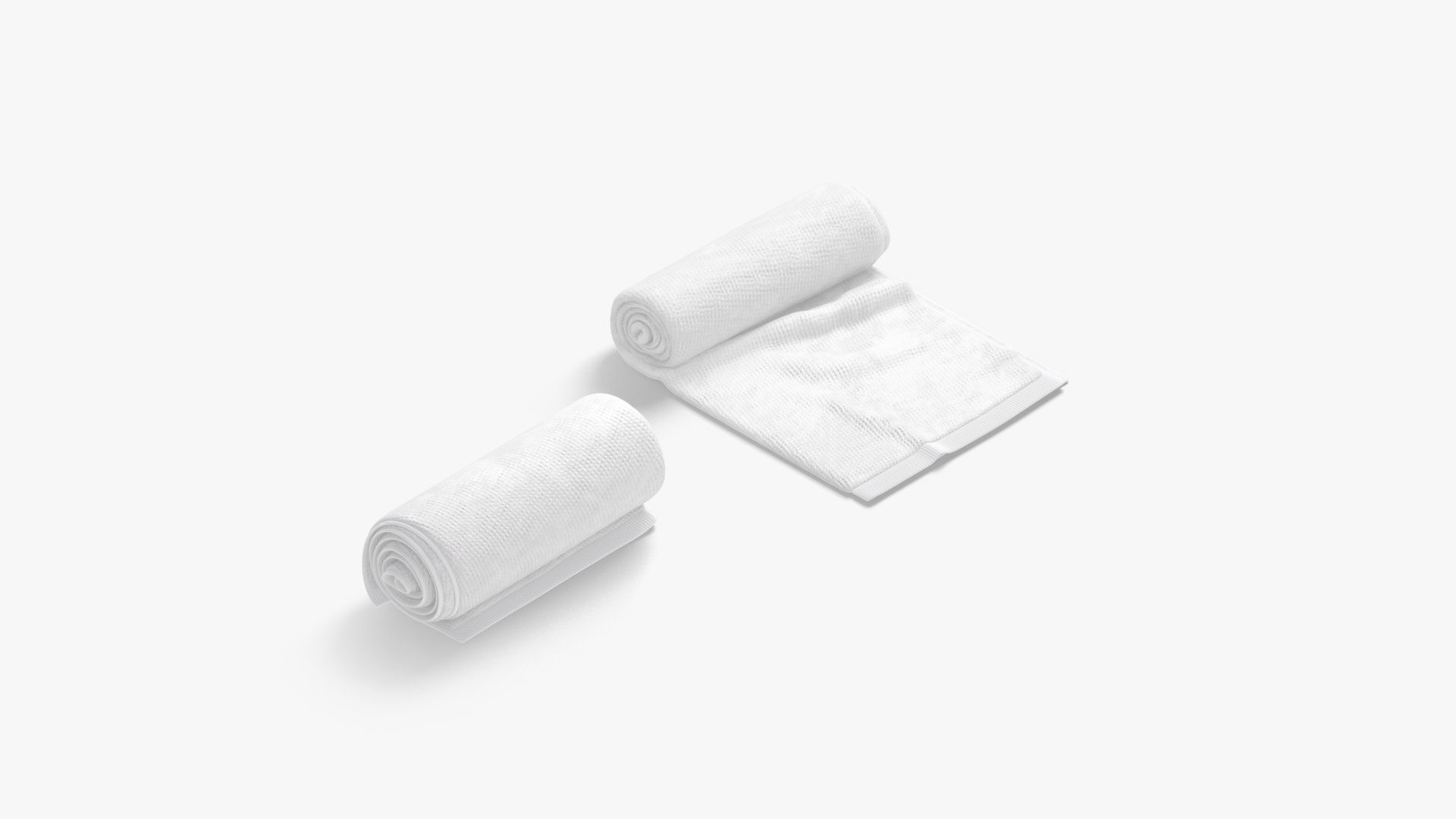 3D model White Rolled Open Towel - bath sheet hotel gym VR / AR / low ...