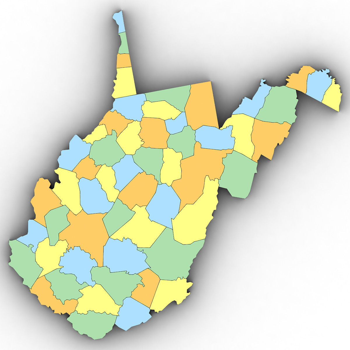 West Virginia Political Map 3D model | CGTrader