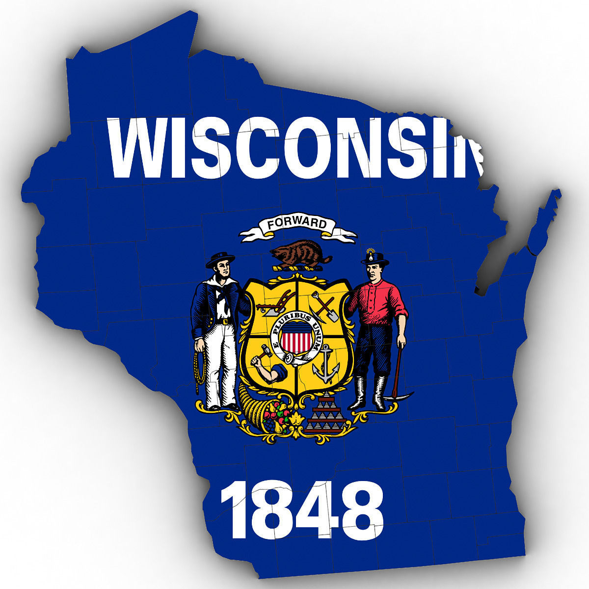 Wisconsin Political Map 3D model | CGTrader