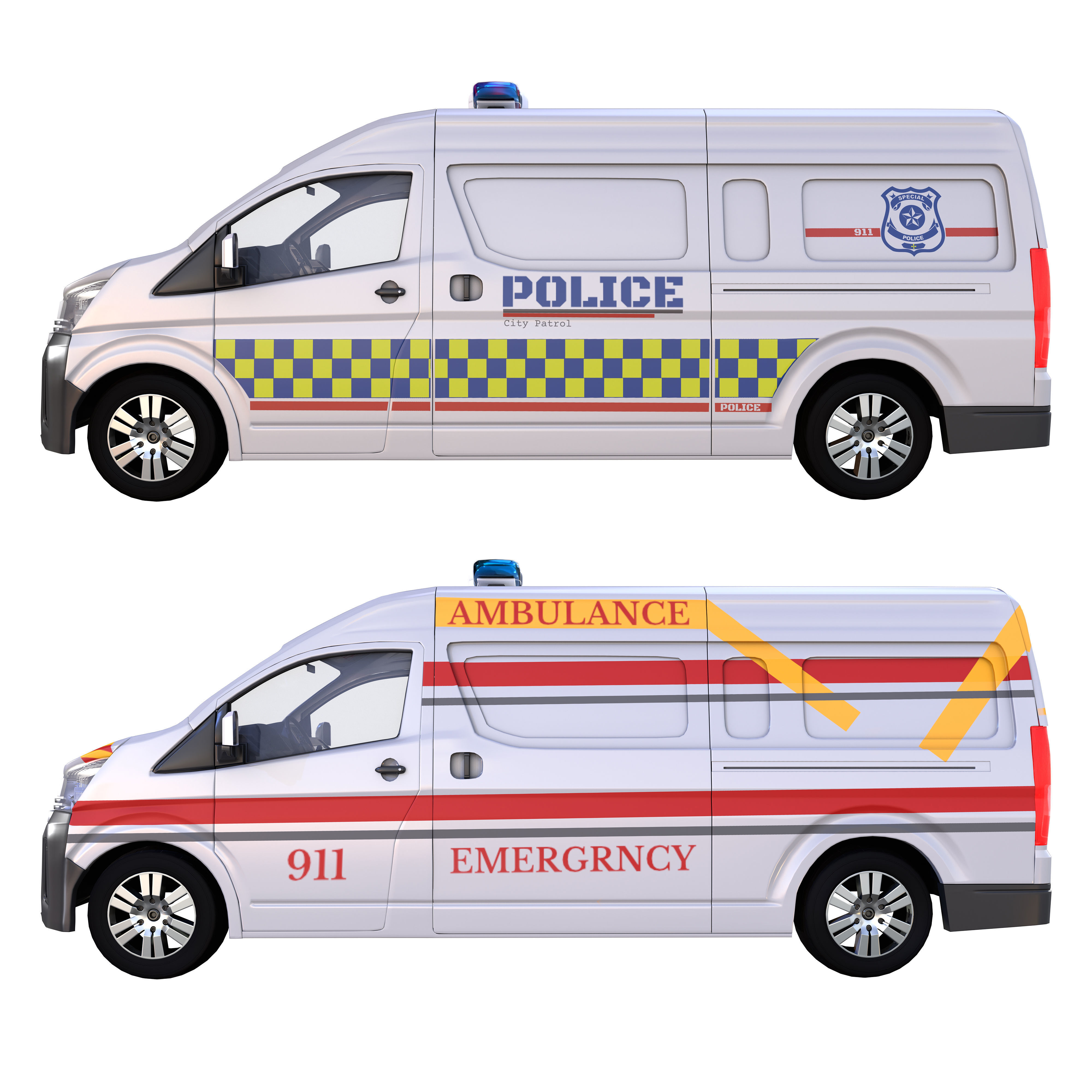 toyota hiace van - Ambulance - taxi - Post - police 3D model | CGTrader