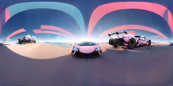 Skybox glb file Lambo on the Beach free 3D model | CGTrader