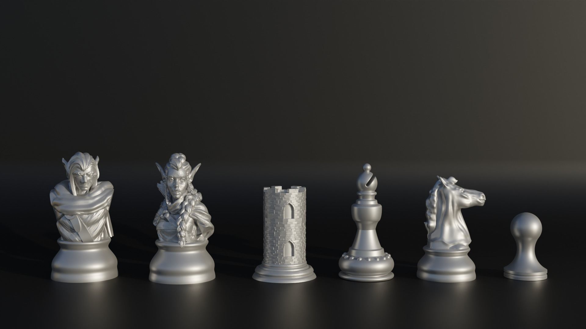 Elf Figure Chess Set - 8 Different Pieces 3D model 3D printable | CGTrader
