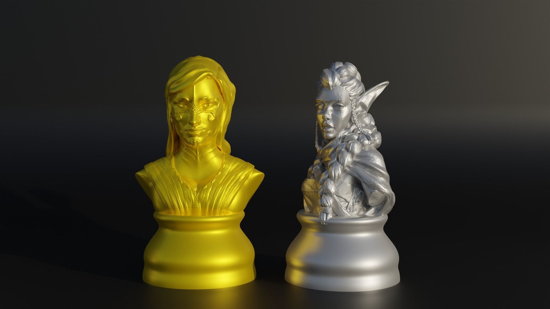 Elf Figure Chess Set - 8 Different Pieces 3D model 3D printable | CGTrader